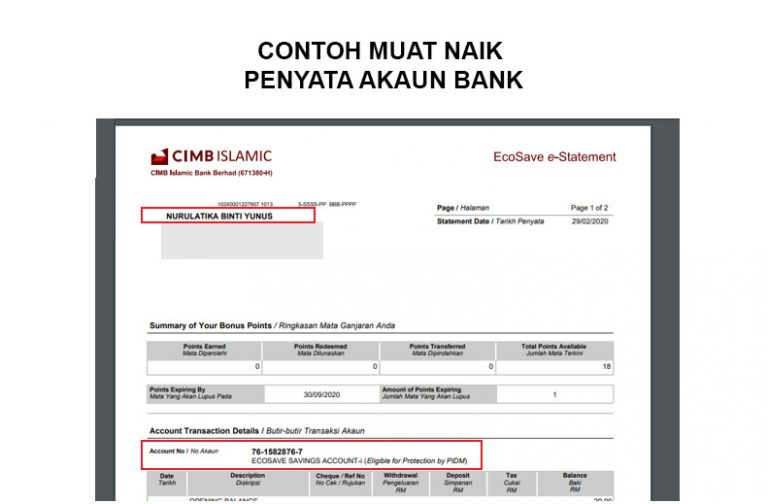 Contoh Bank Statement PRE - PAJ