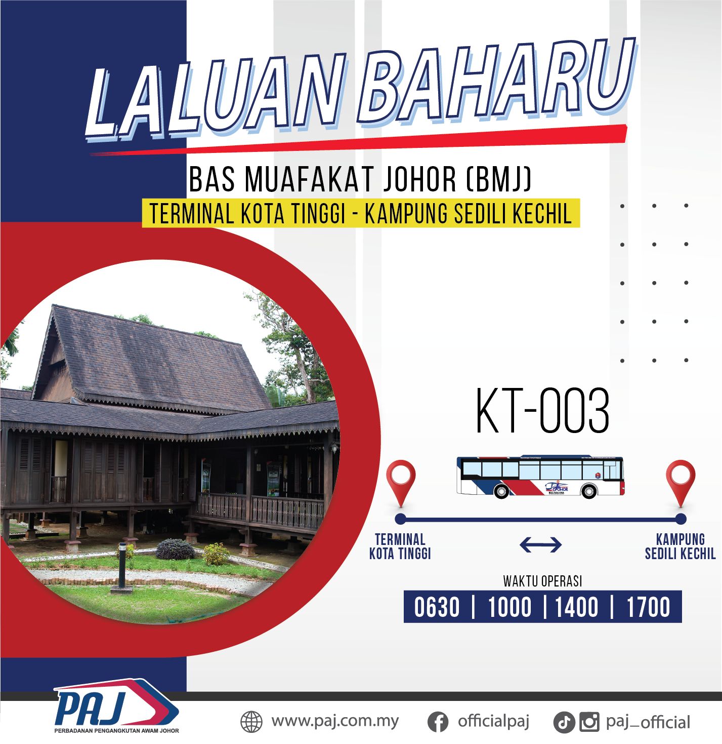 Makluman Laluan Baharu Bas Muafakat Johor (BMJ) - PAJ