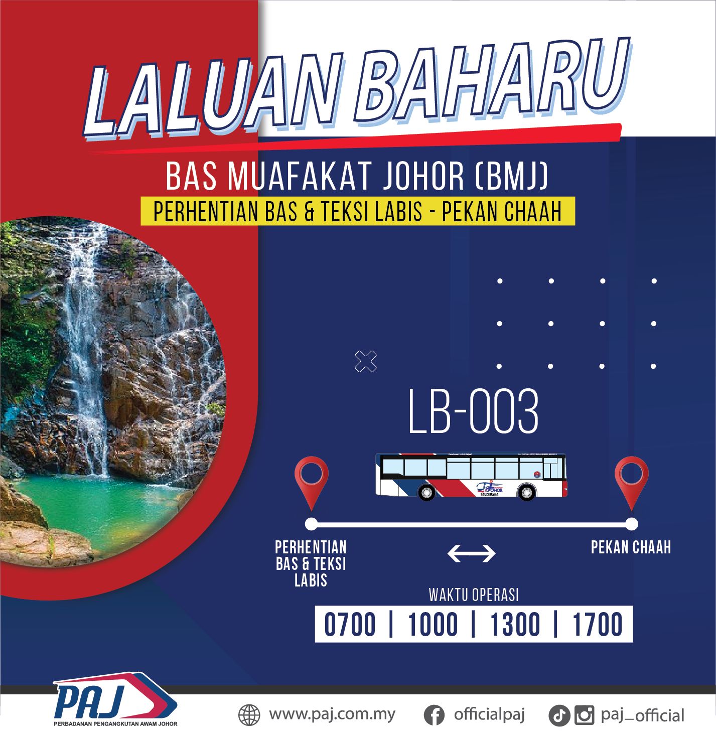 Makluman Laluan Baharu Bas Muafakat Johor (BMJ) - PAJ