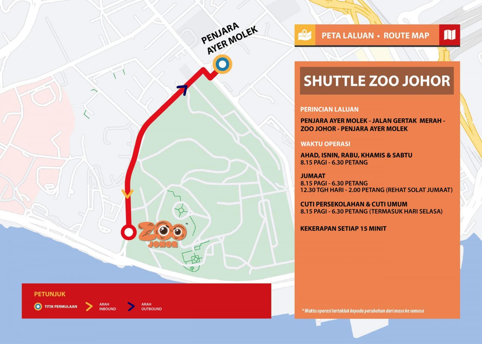 MAKLUMAN PENGOPERASIAN SHUTTLE BUS ZOO JOHOR BERMULA MEI 2025 - PAJ